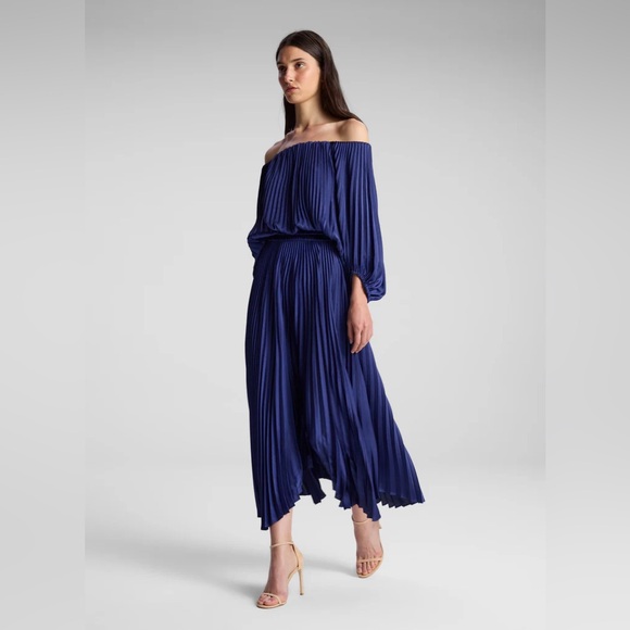 A.L.C. | Dresses | Nwt Alc Sienna Satin Pleated Offshoulder Dress In ...